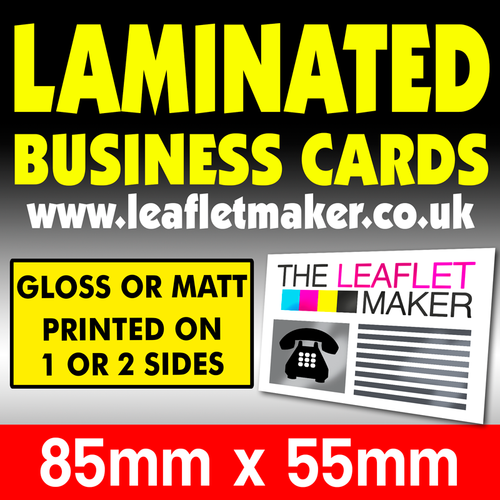 Laminated 350gsm Business Cards printed in Full Colour - 85x55mm ...