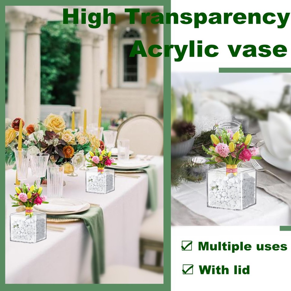 Large Acrylic Box With Lid Clear Display Boxes Acrylic Square Cube ...