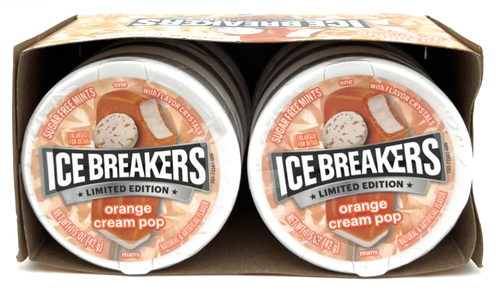 NEW! Lot of 8 Packs Ice Breakers Orange Cream Pop Sugar Free Mints - 1 ...