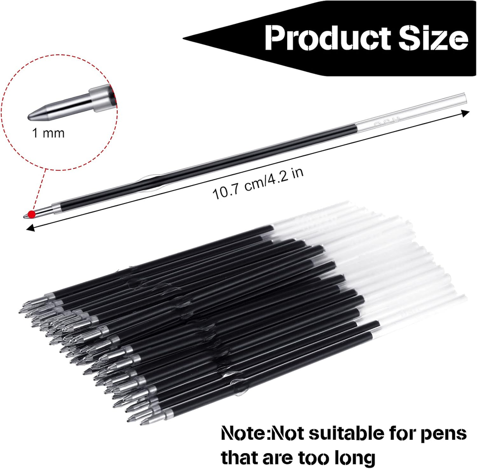 30 Piece Black Ink Pen Refills, 1 Mm Ballpoint Refills Replacement ...