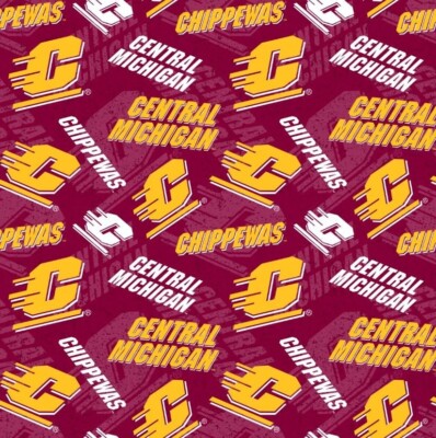 Cotton Central Michigan University CMU Chippewas Fabric Print by Yard ...