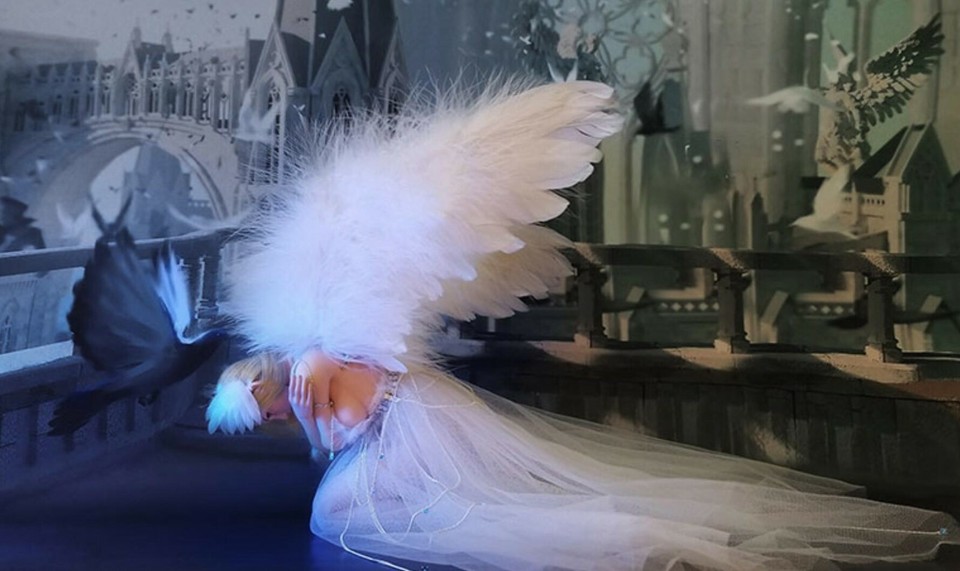 1/6 scale feathers wings Scepter for 12" female figure Angel Elf Phicen ...