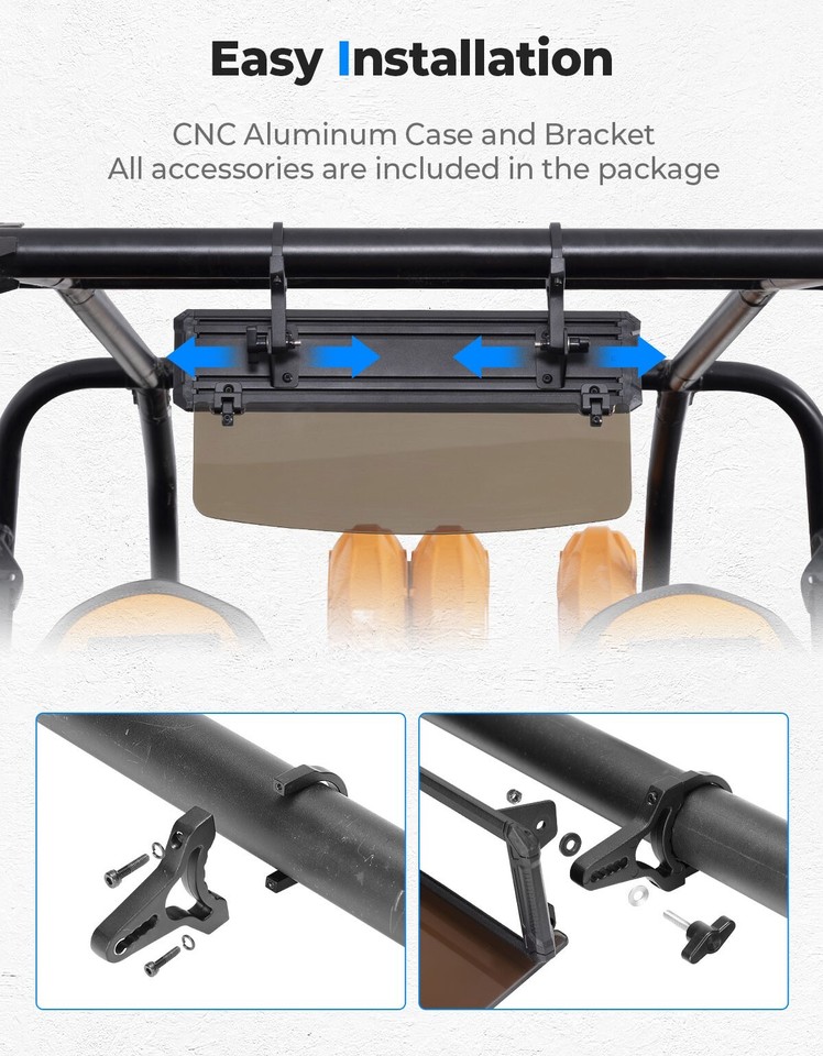 1.65-2″ UTV Rear View Mirror W/ Folding Sun Visor for Polaris RZR 570 ...