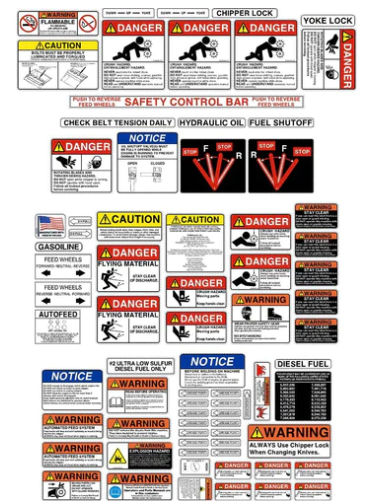 MORBARK WOOD CHIPPER SAFETY DECAL KIT FOR MULTIPLE CHIPPER MODELS | eBay