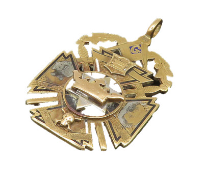 14K GOLD Vintage Antique Masonic Symbols Locket Pendant (OPENS) GP277 ...