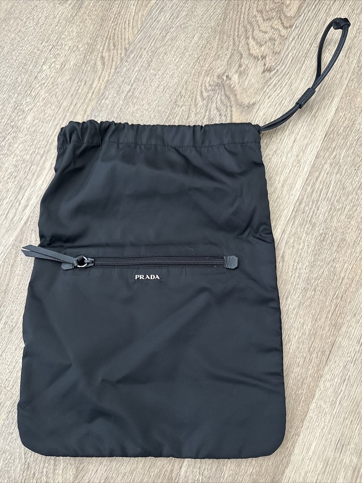 Prada Bag Nylon Pouch Gym Sport Black Prada Metal Logo Drawstring ...
