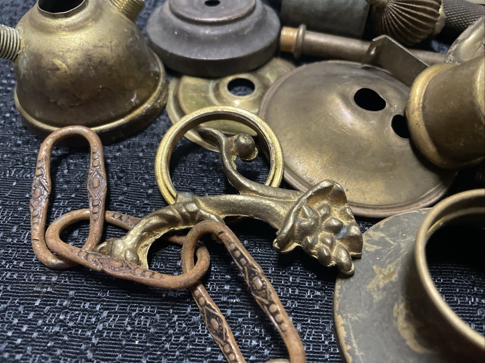 Lot Vintage Antique Assorted Lamp Chandelier Light Hardware Parts ...