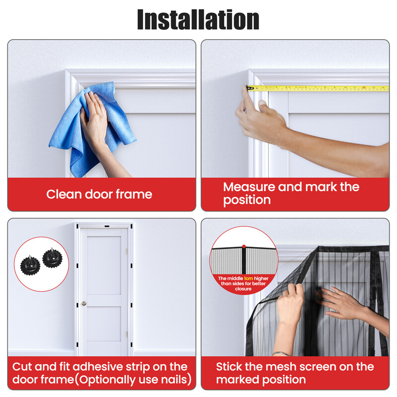 2x Magnetic Screen Door Mesh Hand-Free Net For Mosquito Fly Insect Bug ...