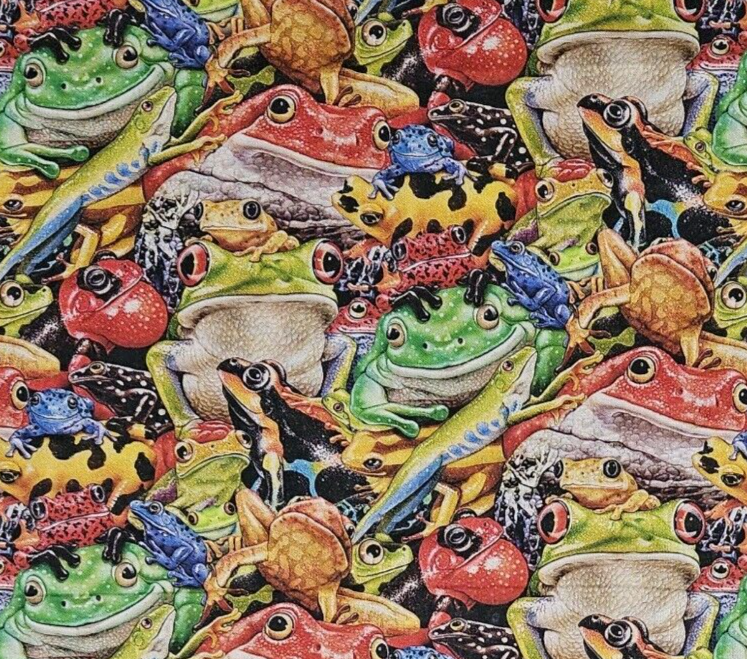 Frogs Toads Cotton Fabric STUDIO e 5565 Quilters Cotton SCANT HALF YARD ...