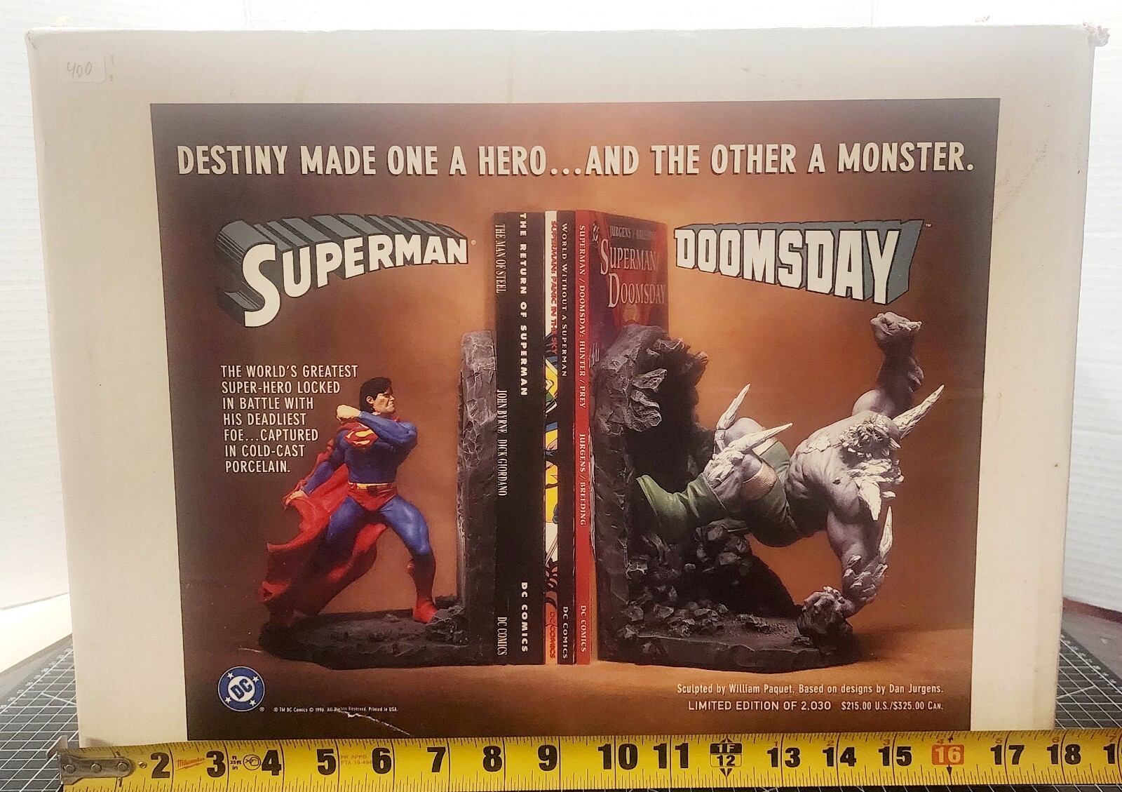 DC COMICS SUPERMAN vs DOOMSDAY BOOKENDS/STATUE 1996 FACTORY NEW!! RARE ...