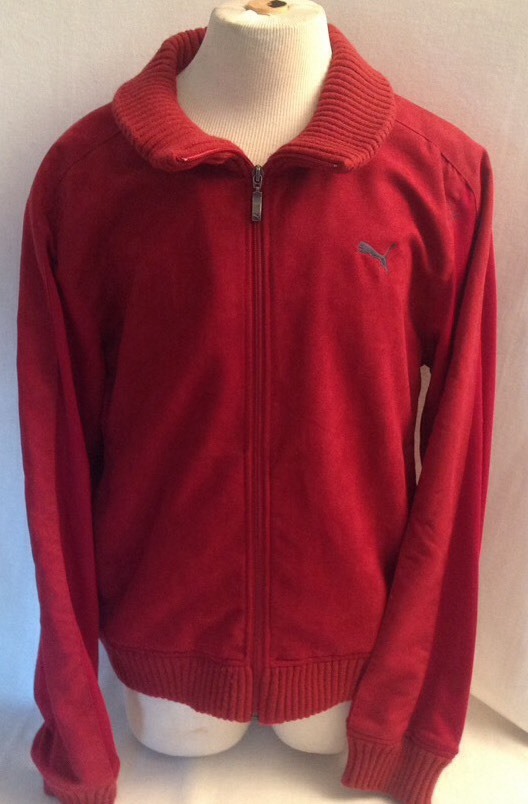 PUMA Microsuede Maroon Red Jacket Full Zip Men’s XL Knit Trim LN | eBay