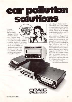 Craig Car Stereo Ear Pollution Solutions Friends Motorists Vtg Mag ...