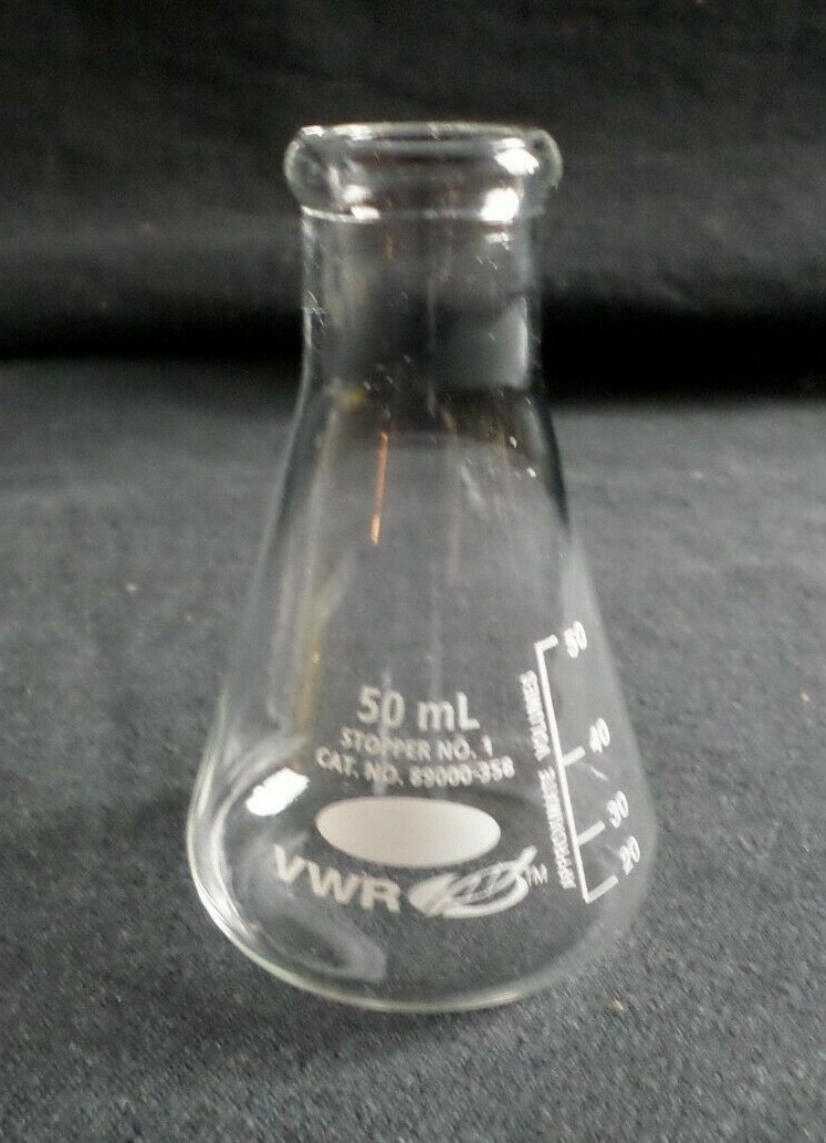 VWR Glass Heavy Duty 50mL Graduated Conical Erlenmeyer Flask, 89000-358 ...