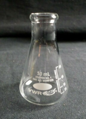 VWR Glass Heavy Duty 50mL Graduated Conical Erlenmeyer Flask, 89000-358 ...