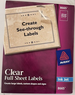 Inkjet Labels - Full Sheet Clear Labels