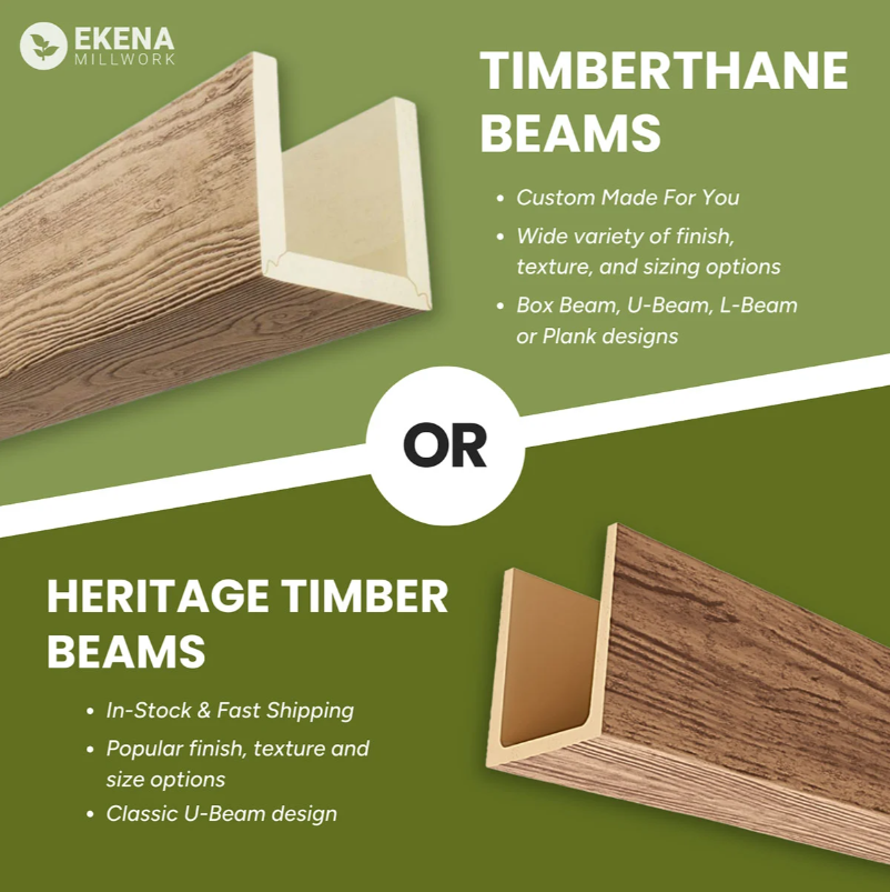 Heritage Timber Resawn Rip Faux Wood Beam 3-Sided U-Beam, 16ft ...
