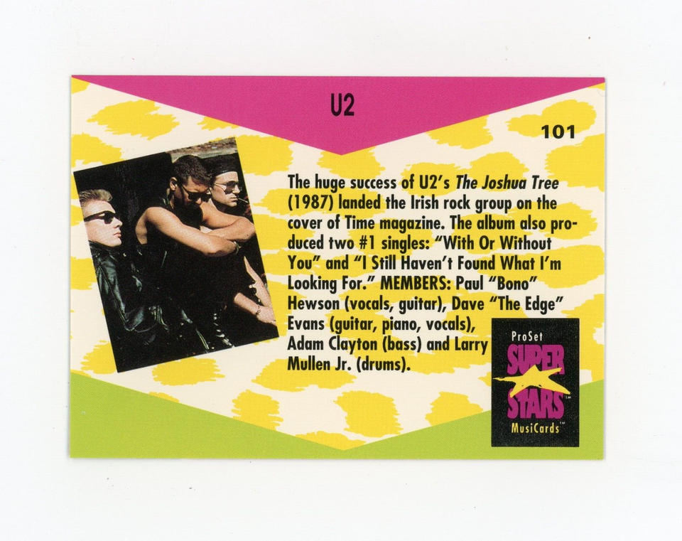 U2 1991 Pro Set Super Stars MusiCards Rc #101 JM2 | eBay