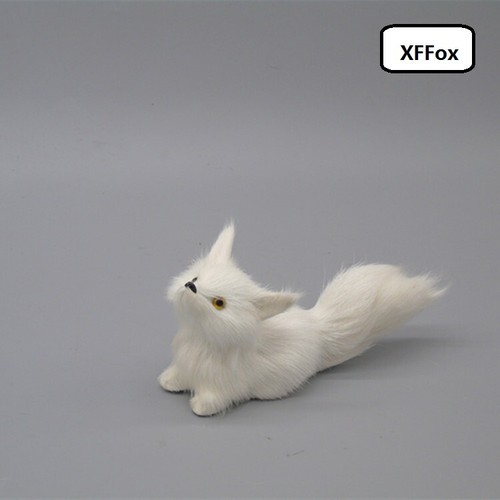 real life look up fox model resin&fur small white fox doll gift about ...