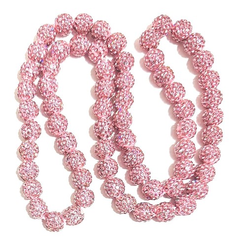 Iced Disco Rhinestone Ball Beaded Baseball Drip Necklace Elly De La ...