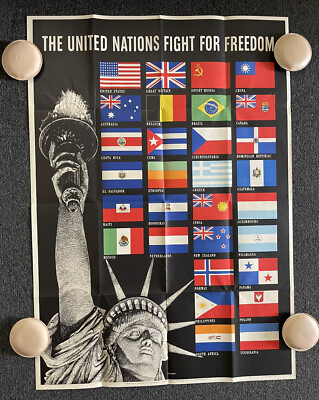 The United Nations Fight For Freedom Original WWII Poster 1942 Vintage ...