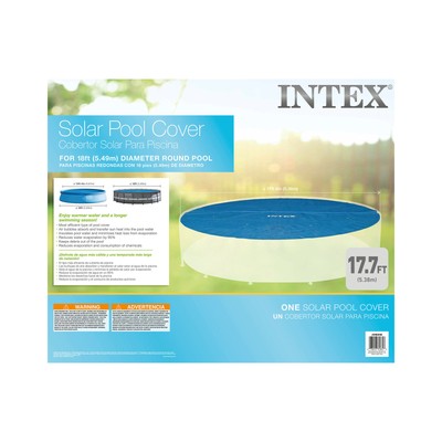 Intex 18 Ft Round Easy Set Blue Solar Cover for Swimming Pools, Pool ...