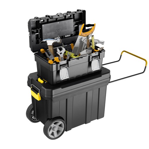 2-in-1 Rolling Tool Box Set Mobile Tool Chest Storage Organizer ...