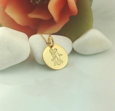 Gemini Zodiac Coin Pendant 14k Yellow Gold Personalized Jewelry Gift ...