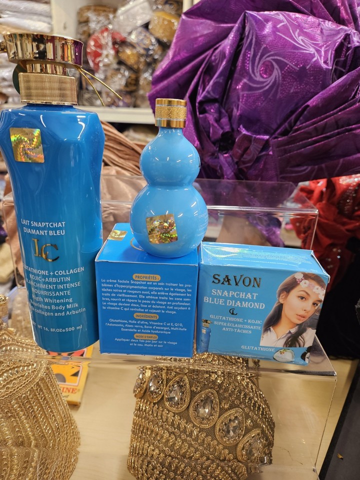 4 Set Lait Snapchat Diamond Bleu Lightening Body Milk + Soap + Face ...