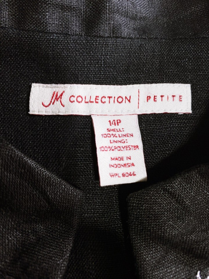 JM Collection Petite Womens Jacket Size 14P Black Floral Embroidered ...