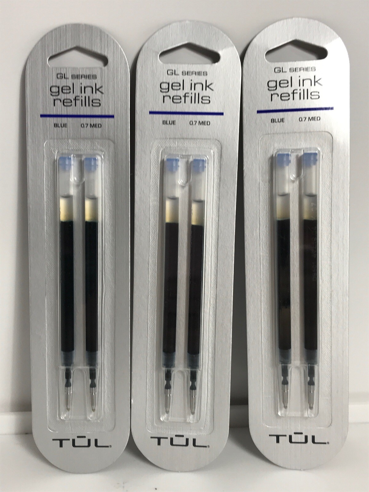 TUL Gel Pen Refills, Medium Point, 0.7 mm, Blue Ink, 3 Pack Of 2 ...