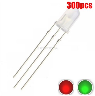 300Pcs Red Green Light Common Anode Led Diode Two Bi-Color Diffused 5Mm ...