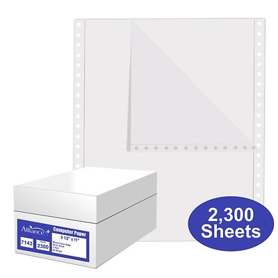 Alliance Continuous Computer Paper 9-1/2x11" Blank Clean Edge 1-Pt 20lb ...