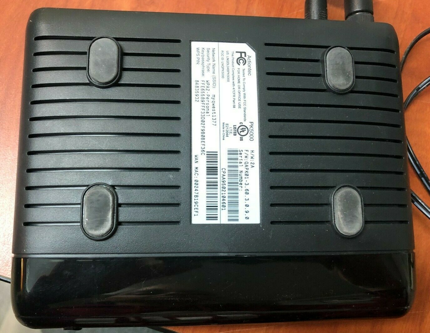 Actiontec PK5000 DSL Modem Router Wireless CenturyLink Qwest 54g for ...