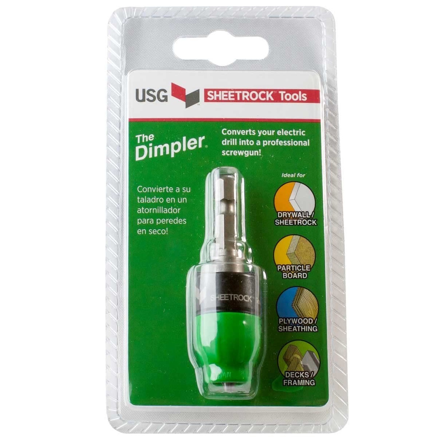 USG Sheetrock 'The Dimpler' Drywall Screw Setter Bit - Reversible with ...