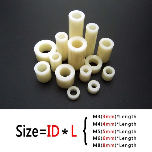 25/100 White Plastic Nylon Non-Thread Standoff Spacer Washer M3 M4 M5 ...