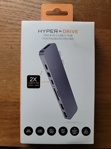 HyperDrive PRO 8-in-2 USB-C Hub Adapter for MacBook Pro Air HDMI Gray ...