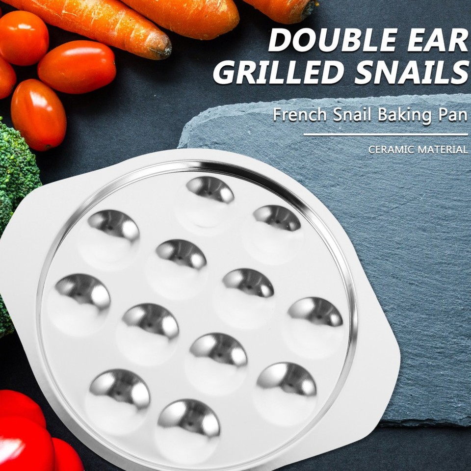 2 Pcs Stainless Baking Tray Snail Plate Metal Escargot Dish Platter ...
