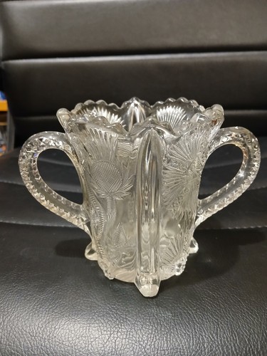 Antique Higbee Paneled Glass "Thistle" Celery Vase Spooner w/ Handles ...