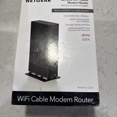 NETGEAR C6230-100NAS AC1200 WiFi DOCSIS 3.0 Cable Modem Router Black | eBay