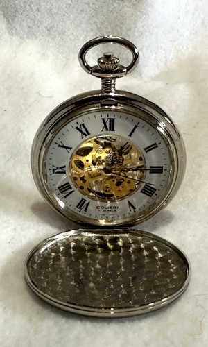 Vintage Colibri Skeleton Mechanical Men's Pocket Watch 17J Running ~ 1 ...