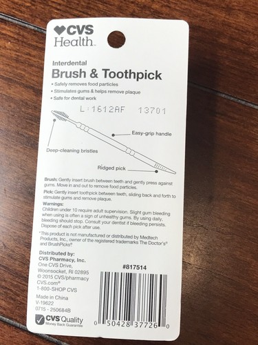 CVS Health Interdental Brush & Toothpick 300 Count Compare to Doctors ...