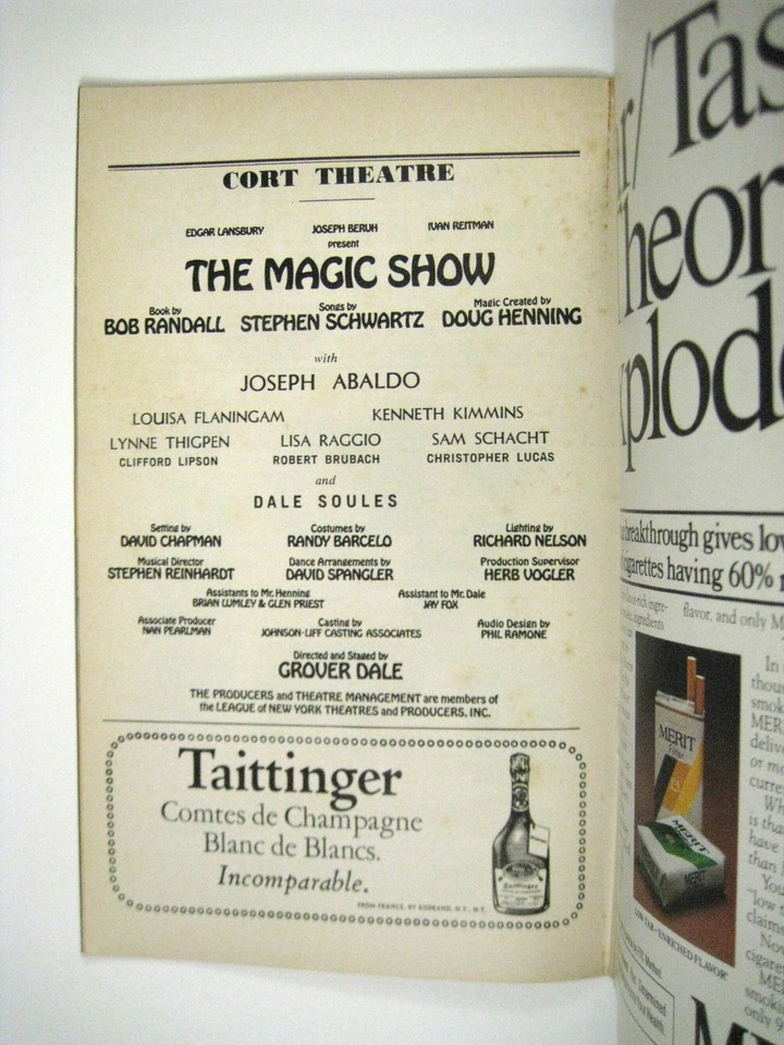 The Magic Show Playbill 1976 Cort Theatre Joseph Abaldo Louisa Flanagan ...