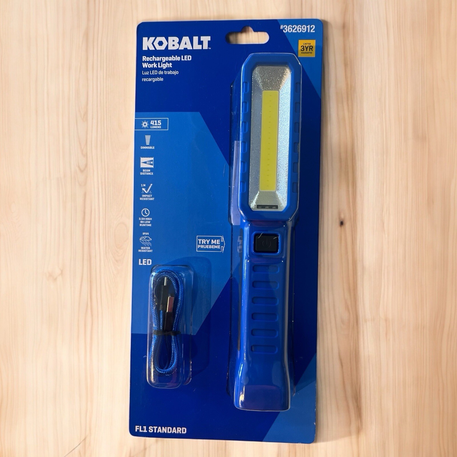 Kobalt Rechargeable LED 415 Light Flashlight dimmable water resistant ...