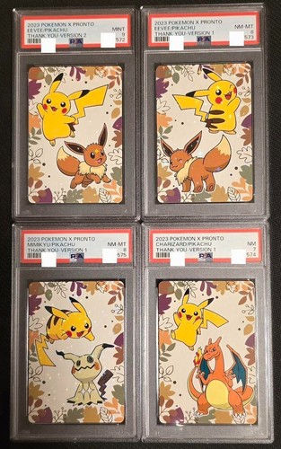 PSA 7&8&9 Pikachu Eevee Charizard Mimikkyu Pokemon X Pronto Thank You ...