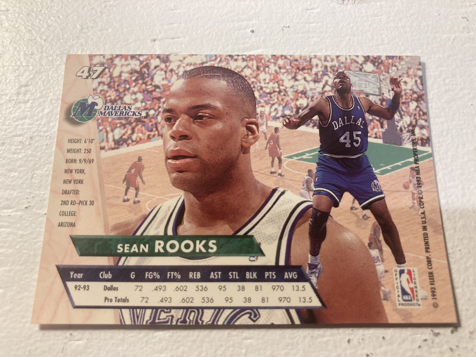 ‘93-94 Fleer Ultra Basketball Card No. 47 - Sean Rooks - Dallas ...