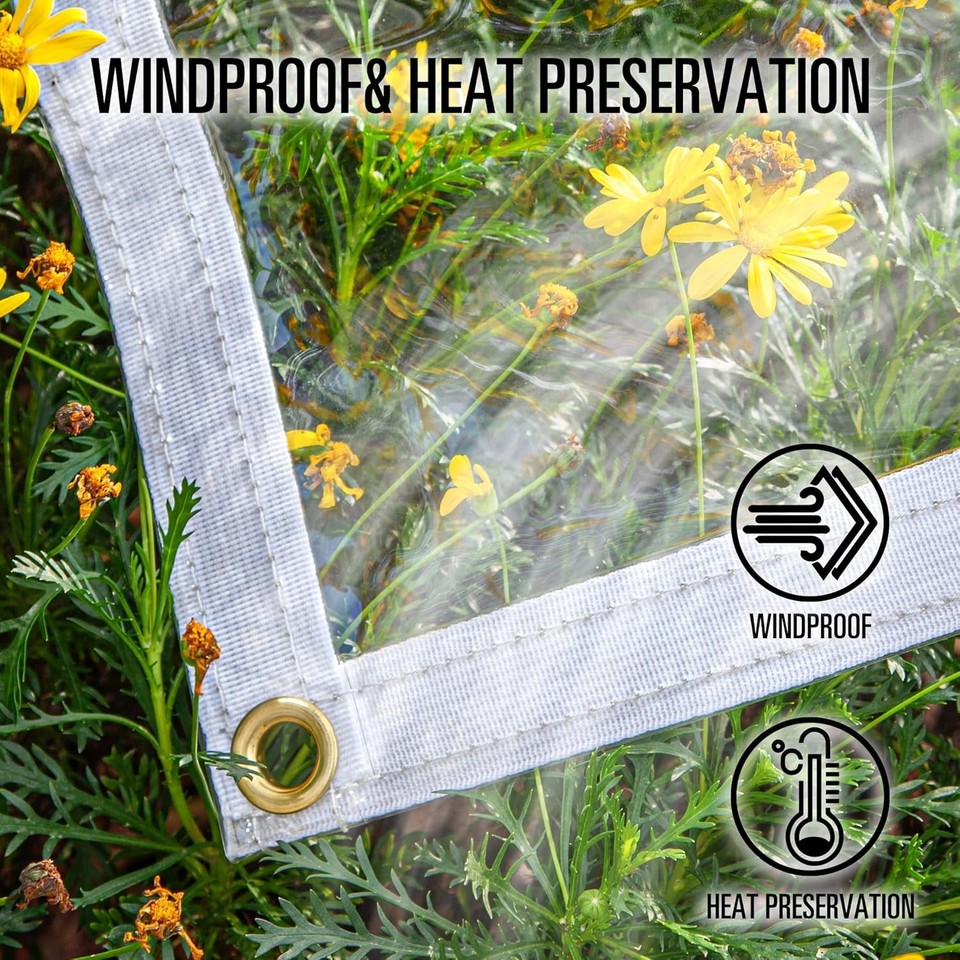 450gsm Clear 100% Tarpaulin Heavy Duty PVC Waterproof Glass Pet Cover ...