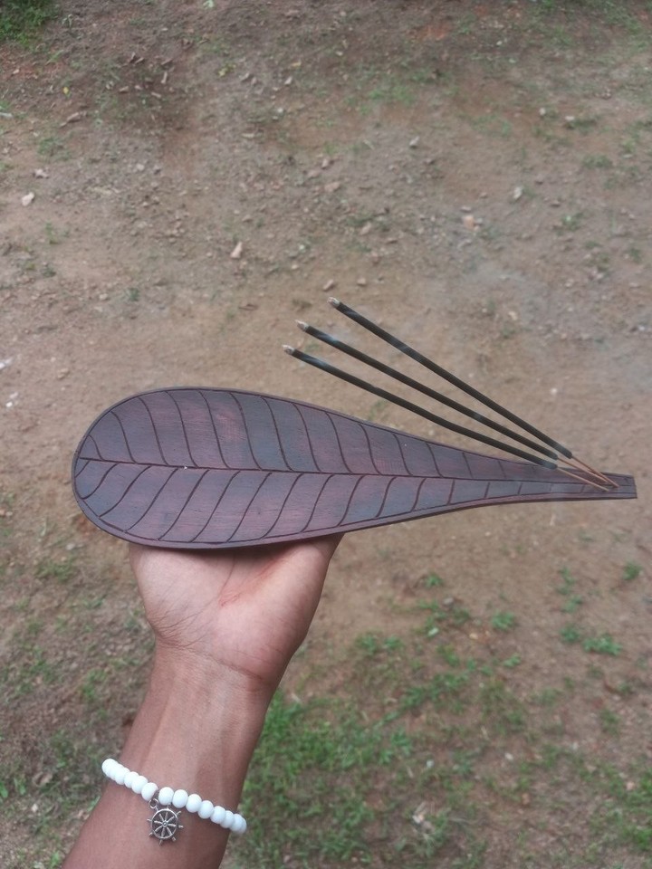 Insense Sticks Burner 11.5inches Leaf Handmade Wood Incense Holder ...