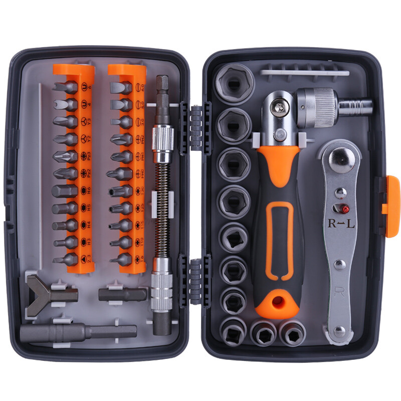 38Pcs Hand Tool Set Mechanics Tool Kit Ratchet Wrench Drive Socket Bits ...