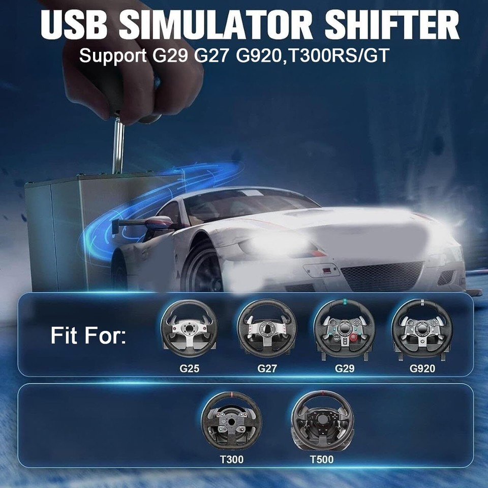PC Racing Game Shifter USB 6+R For LOGIG 29 G27 G25 G920,T300RS/GT T500 ...
