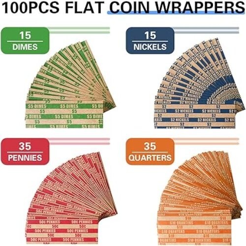 Assorted Coin Wrappers for Nickel Dime Penny Quarter Sorter Money ...